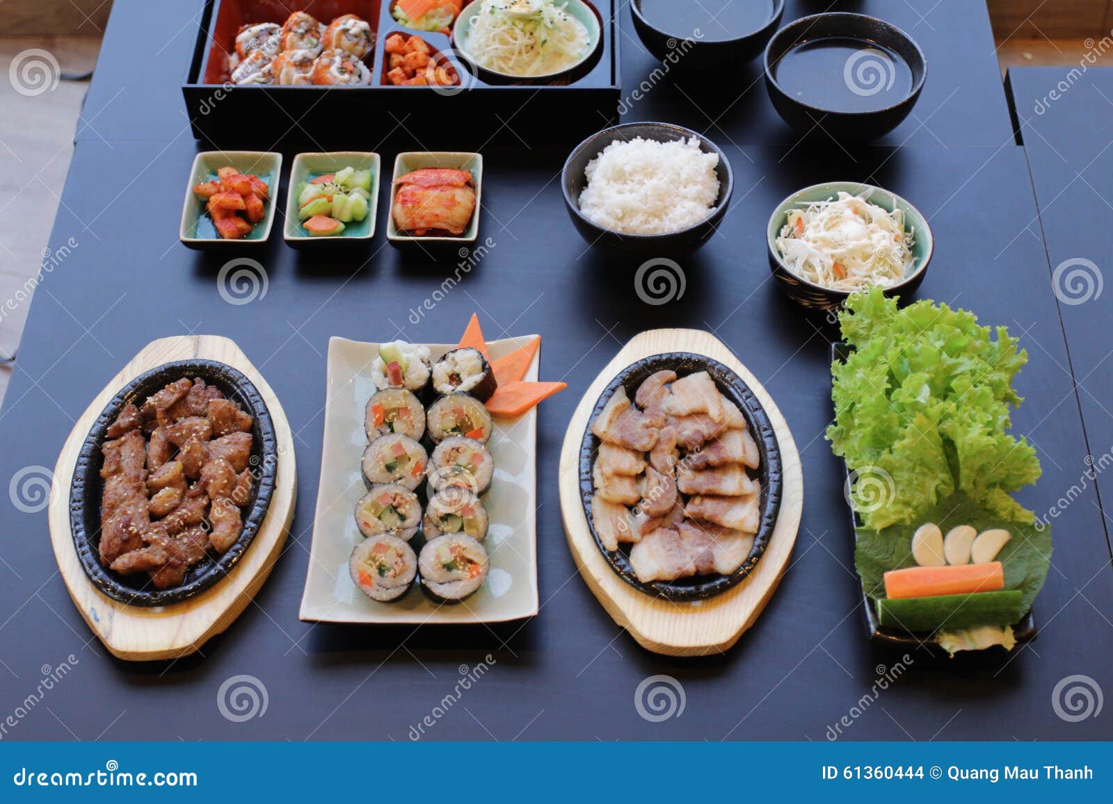 Korean food set stock photo. Image of meat, soup, plate - 61360444