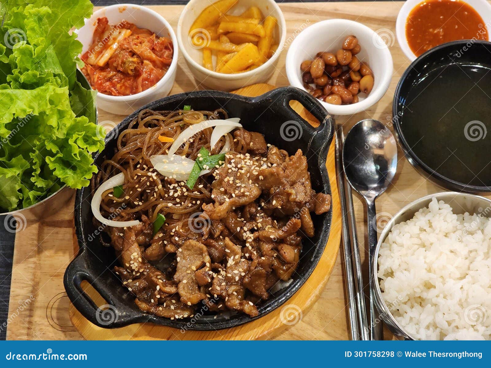 Korean food stock photo. Image of lunch, soup, vegetable - 301758298