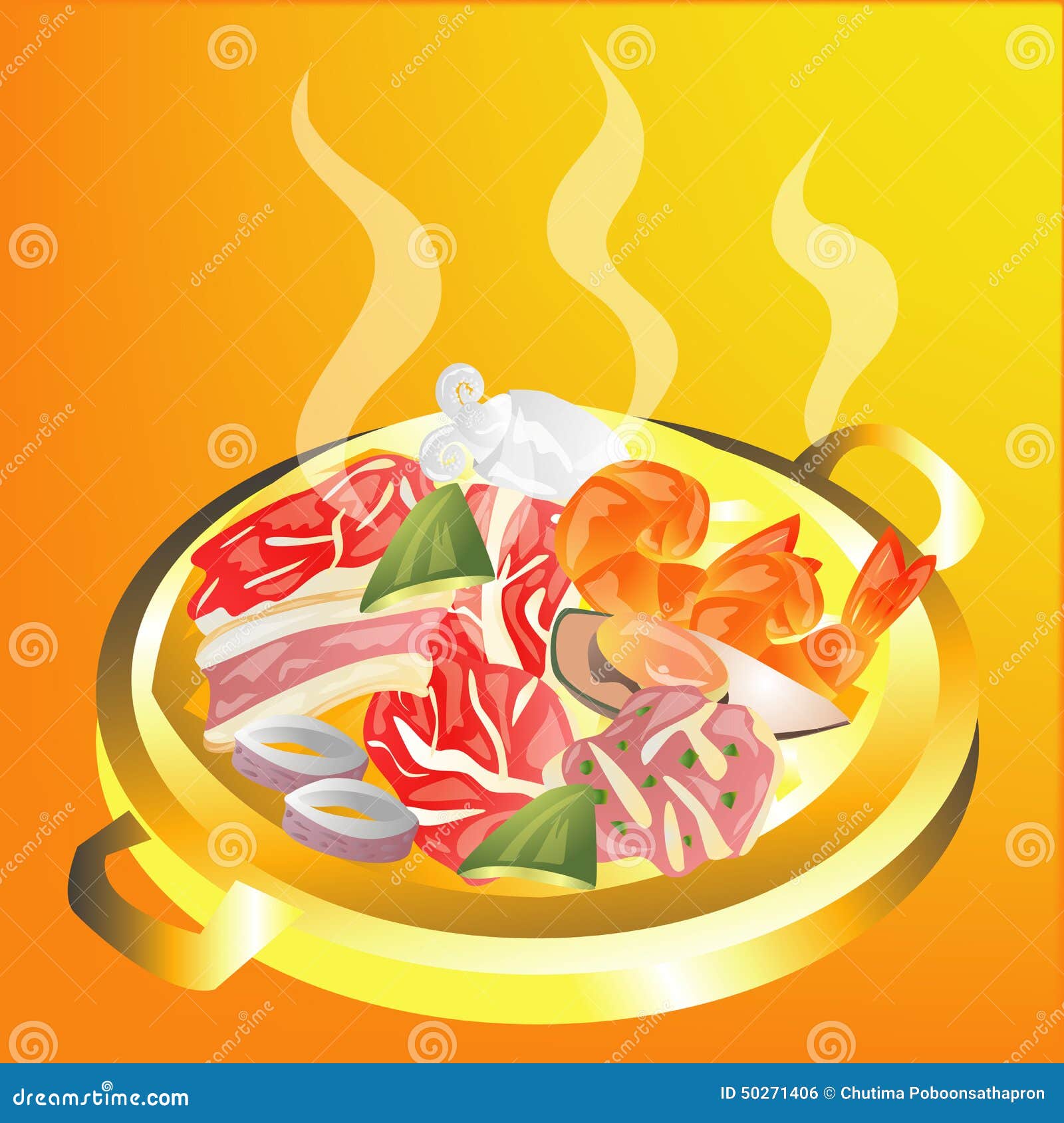 Korean Grill Meat and Vegetable. Stock Illustration - Illustration of ...