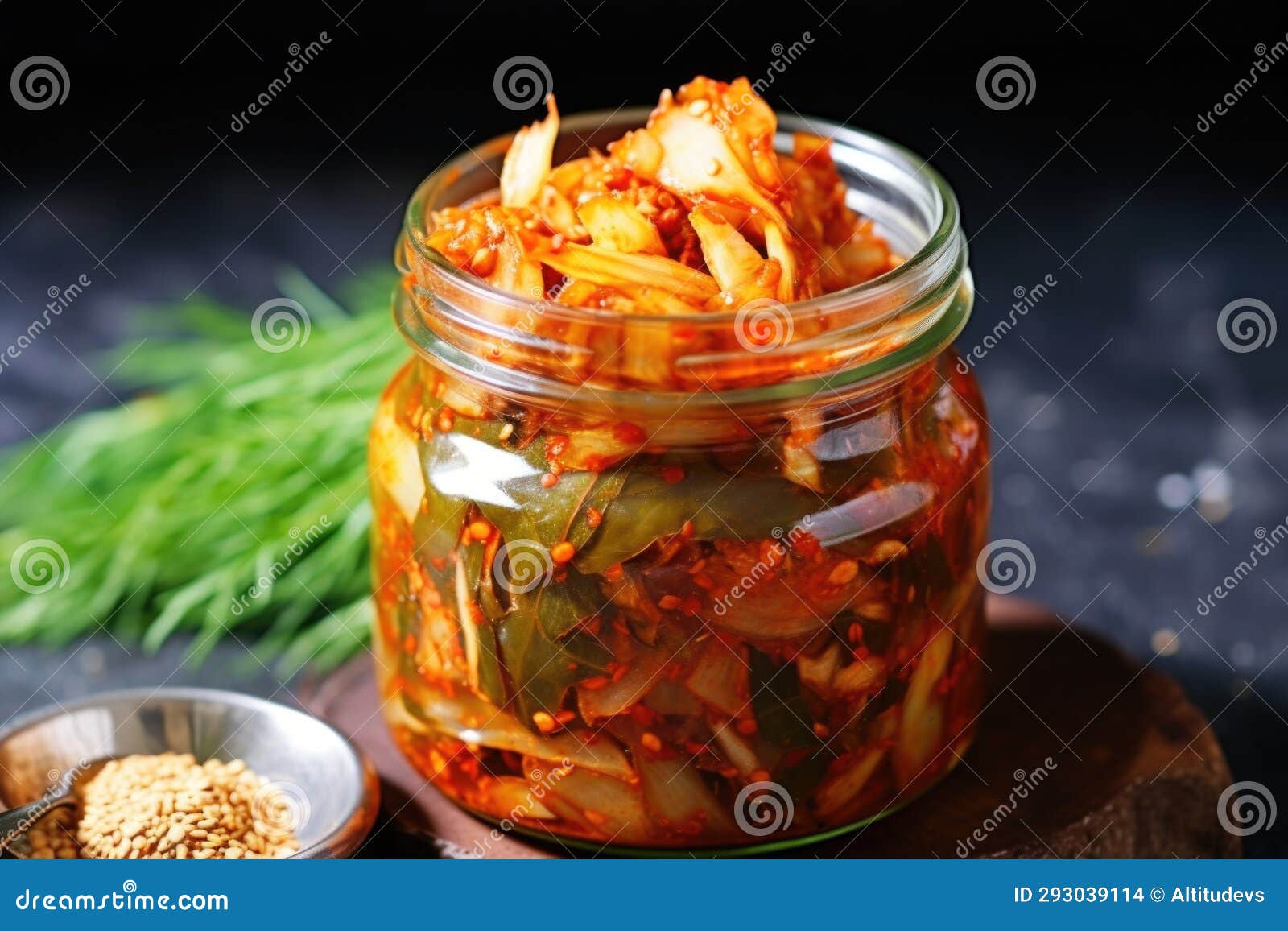 Korean Kimchi in a Glass Jar Stock Photo - Image of korean, healthy ...