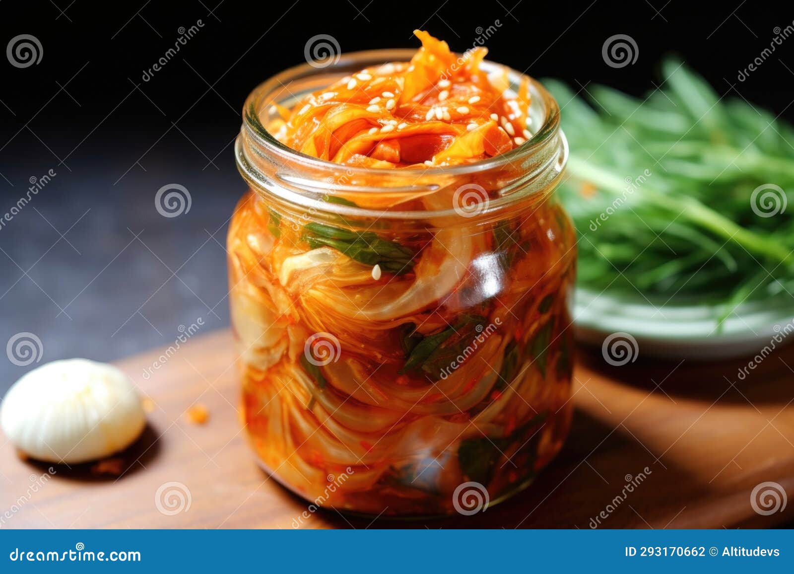 Korean Kimchi in a Glass Jar Stock Illustration - Illustration of food ...
