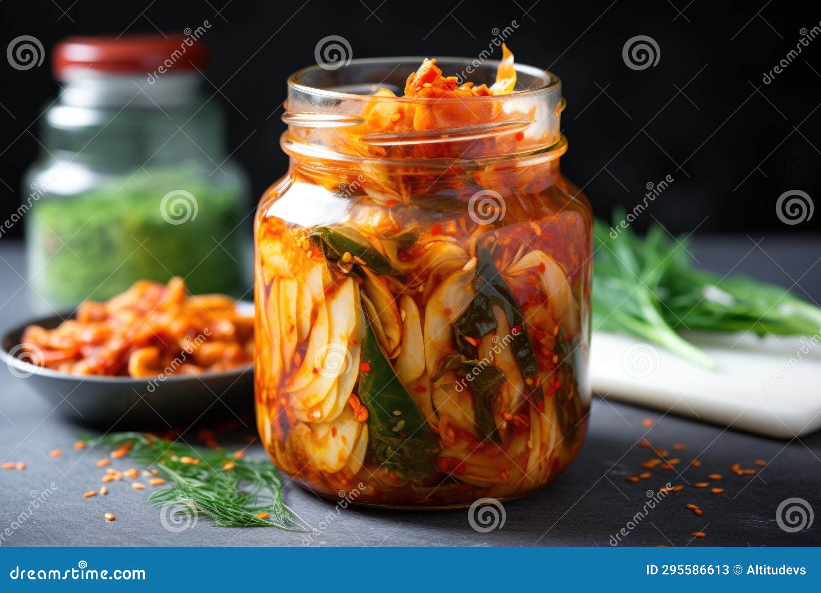Korean Kimchi in a Glass Jar Stock Image - Image of culinary, food ...