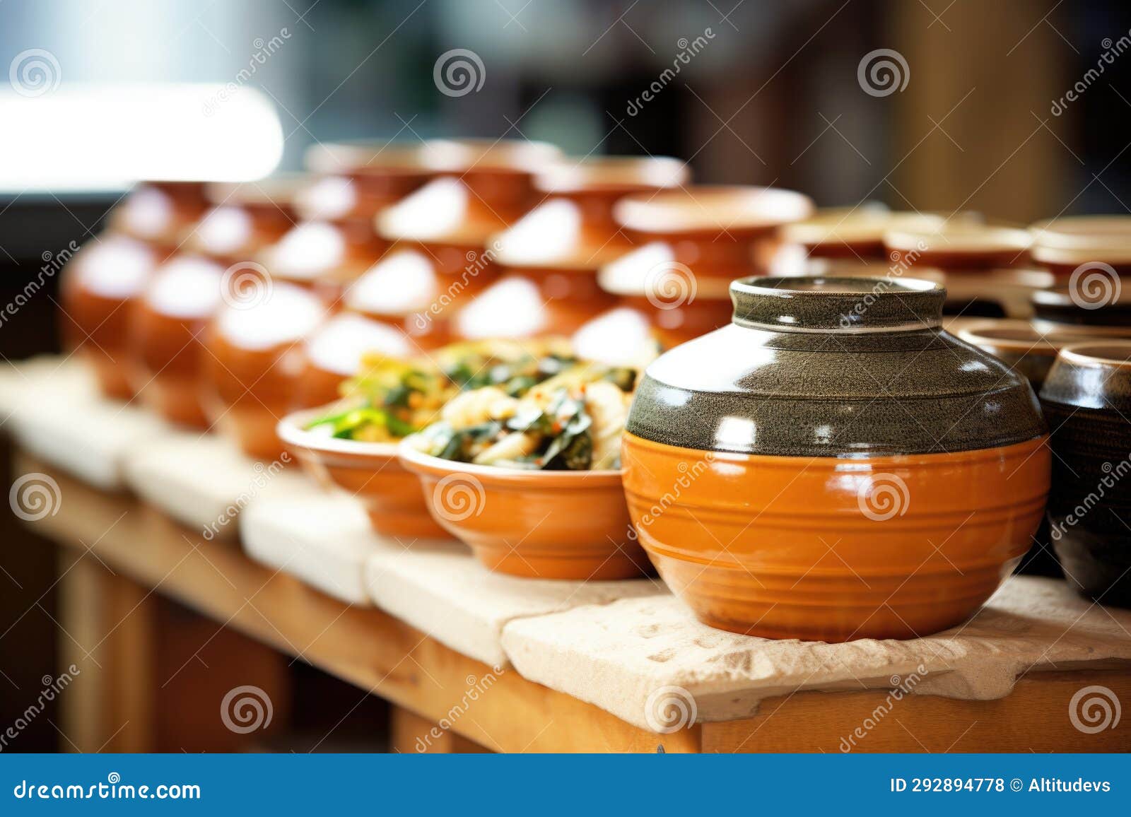 A Korean Kimchi Jar Amid Traditional Earthenware Pots Stock Photo ...