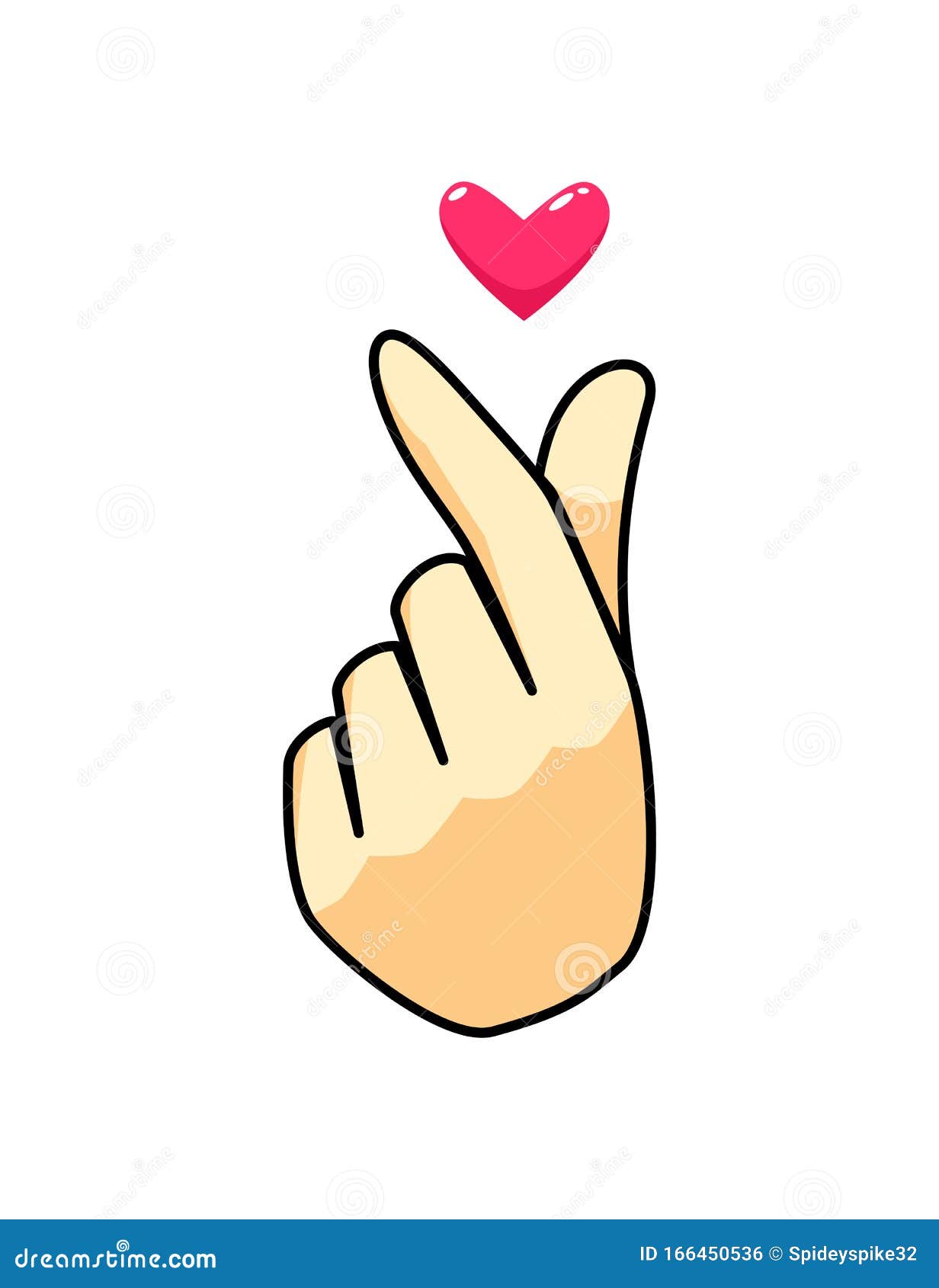 Korean `Love` Hand Gesture. Color Version Stock Vector - Illustration ...