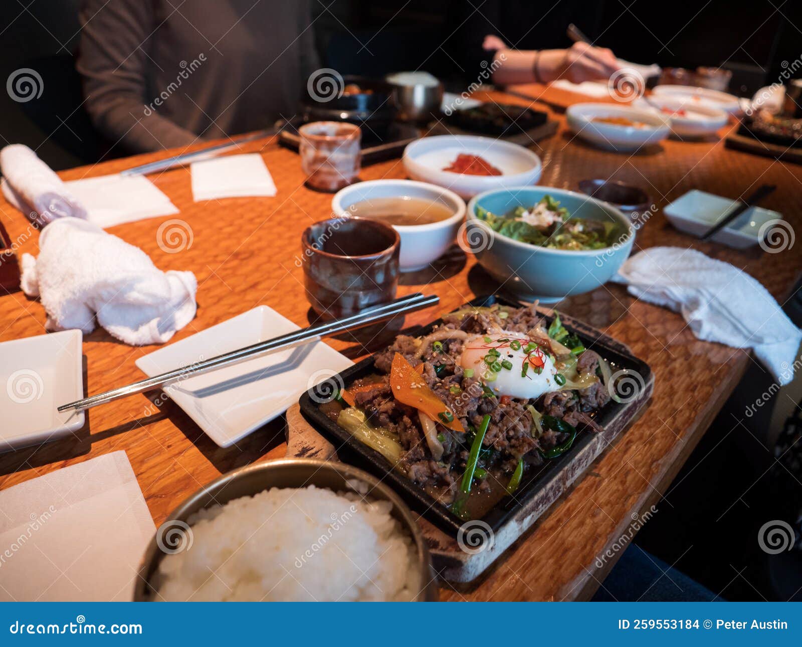 A Korean Main Course with Beef and Egg Topping Rice Stock Photo - Image ...
