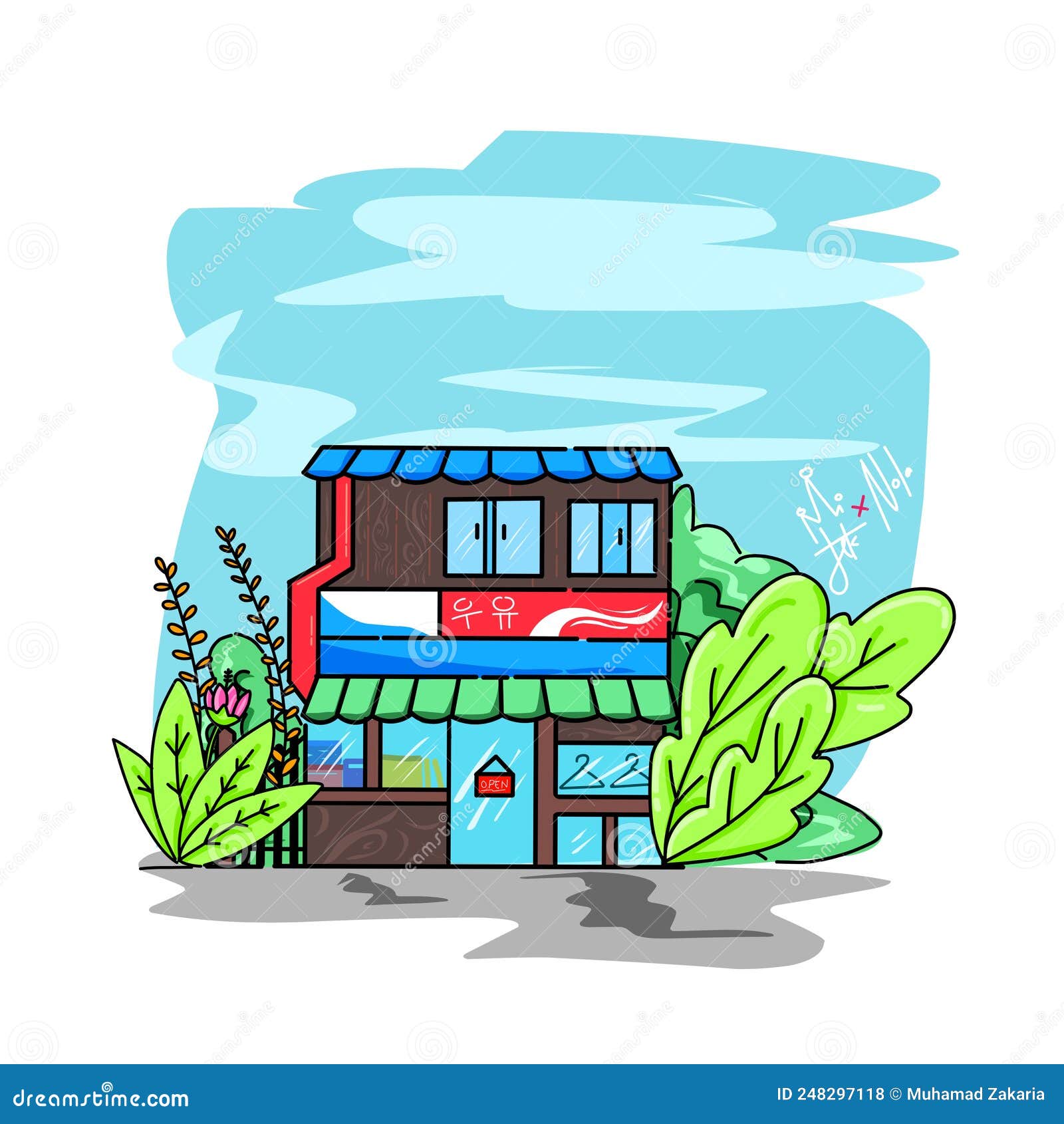Korean Mini Store Vector stock illustration. Illustration of store ...