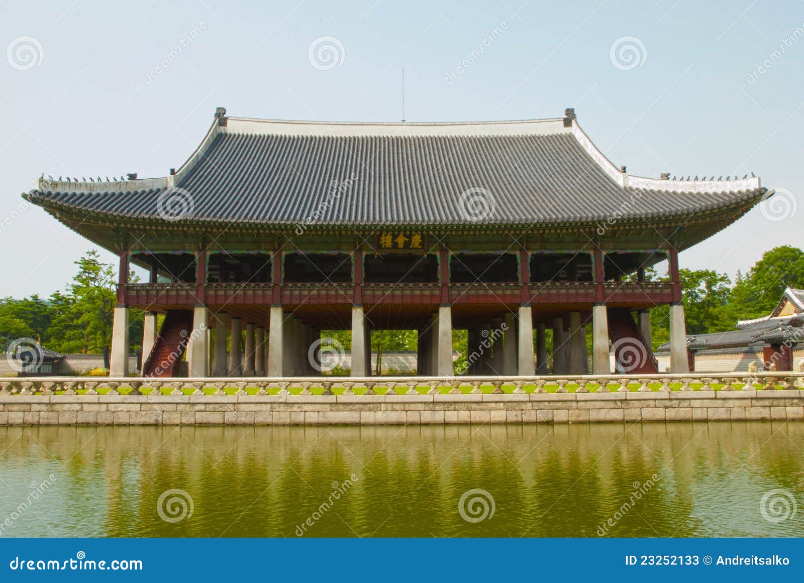 Korean Old Buildings from Outside and Inside. Stock Image - Image of ...