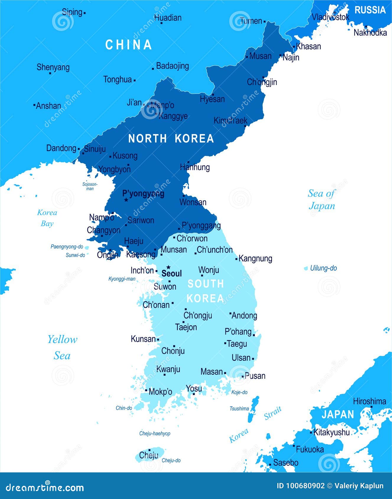 Korean Peninsula Map - Vector Illustration Stock Illustration ...