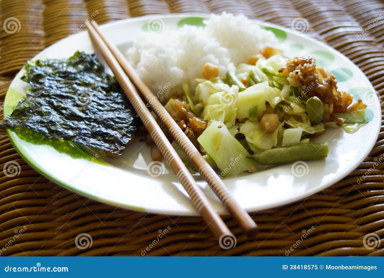 Korean Rice with Steamed Vegetables and Seaweed Stock Image - Image of ...