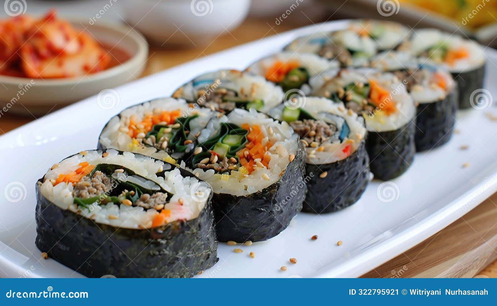 Korean Seaweed Rice Roll or Kimbap. Generative Ai Stock Illustration ...