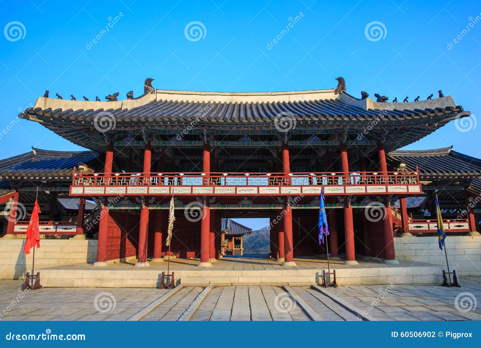 Korean of Style Castle Architecture. Stock Photo - Image of ...