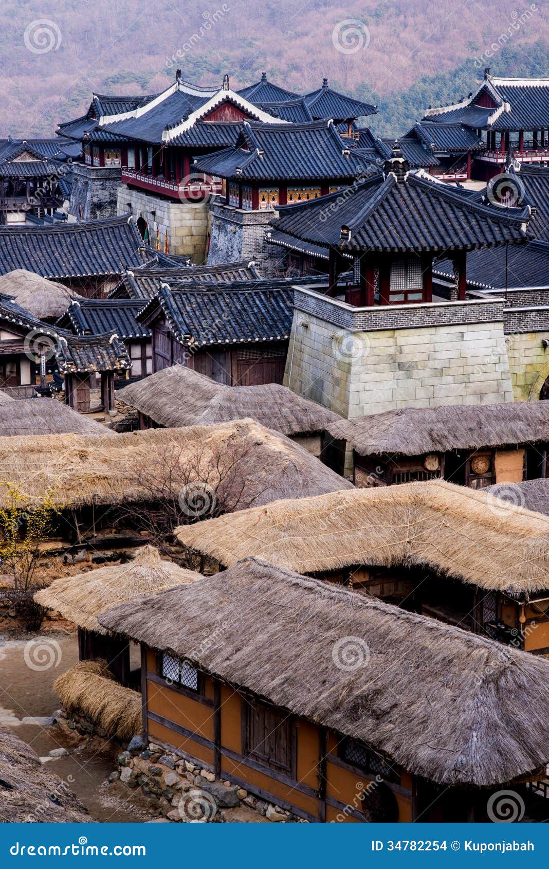 Korean style castle stock photo. Image of carving, daylight - 34782254