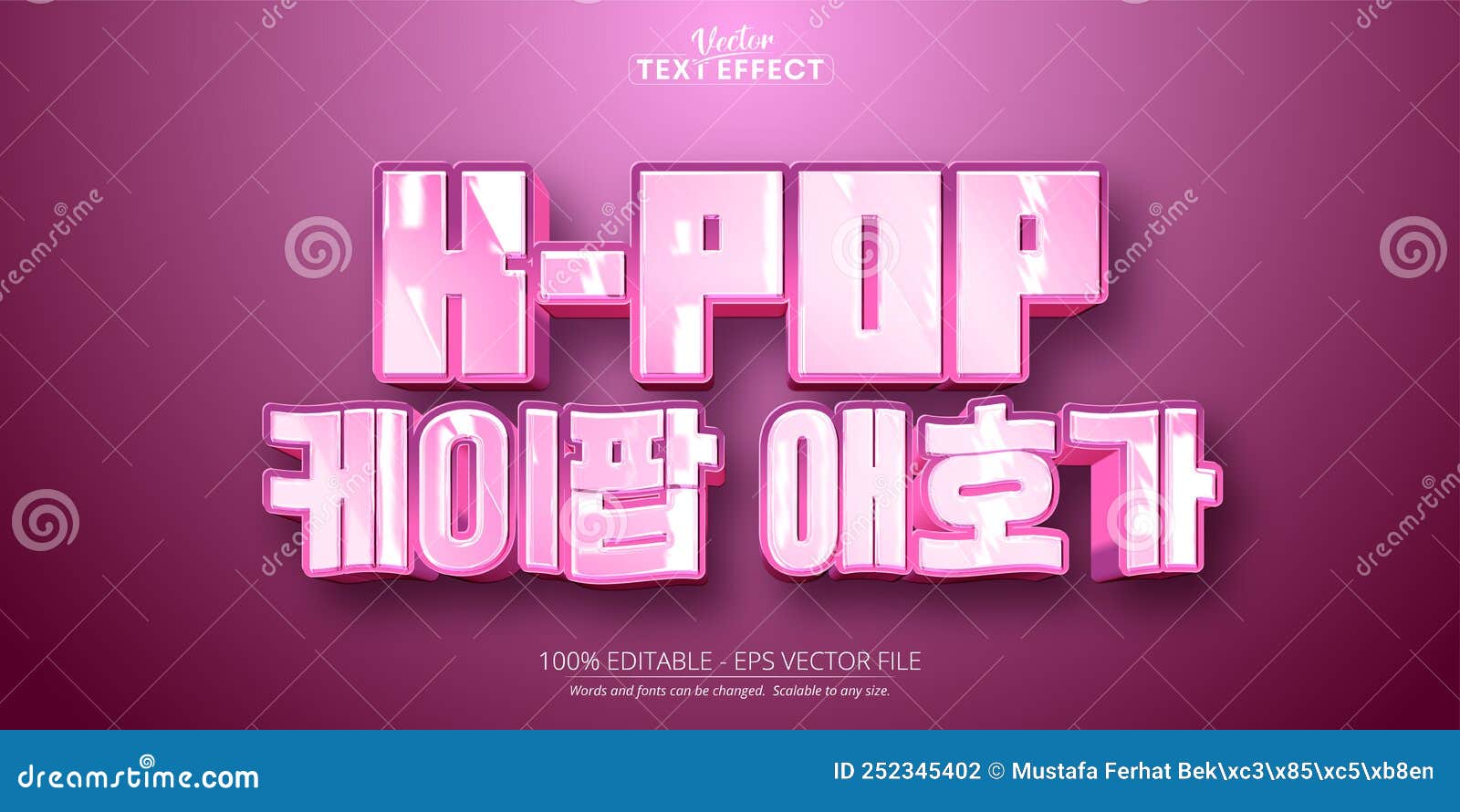 Korean Text Effect Editable Pink Color Cartoon and Kpop Text Style ...