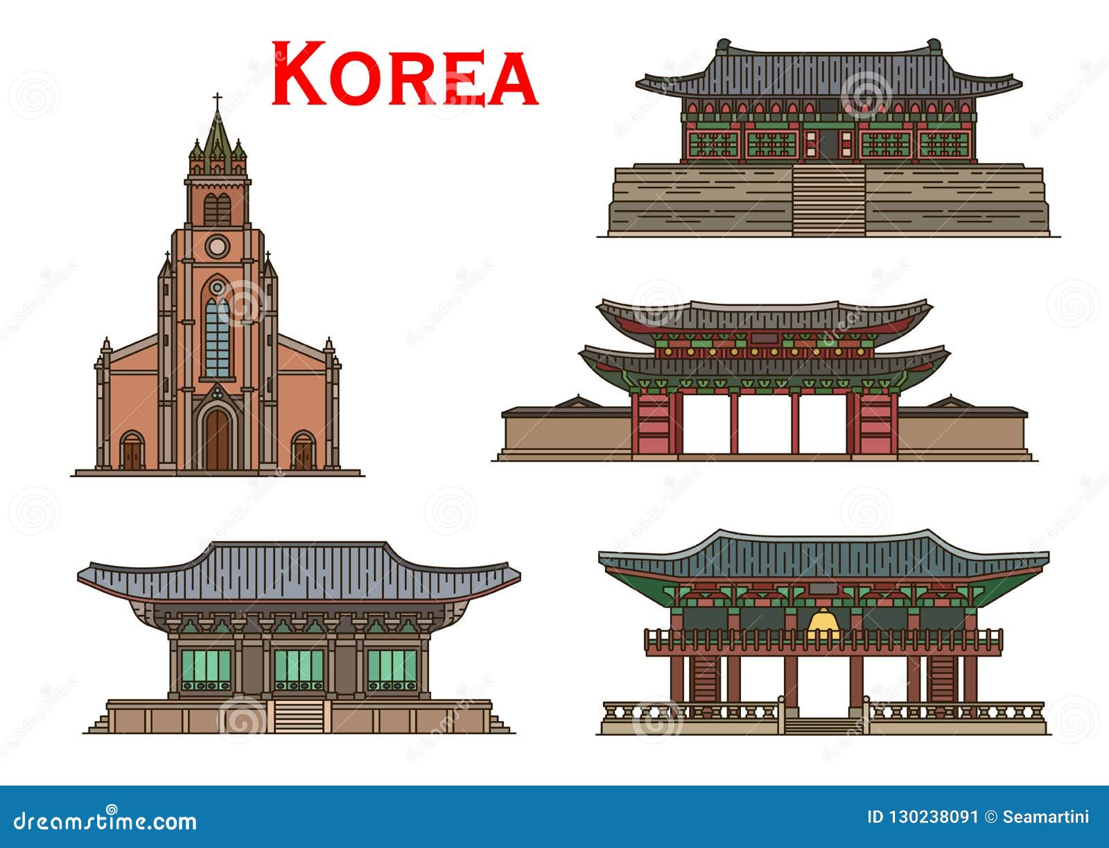 Korean Travel Landmarks Ancient Buildings Stock Vector - Illustration ... Korean Travel Landmarks Ancient Buildings Stock Vector - Illustration ...
