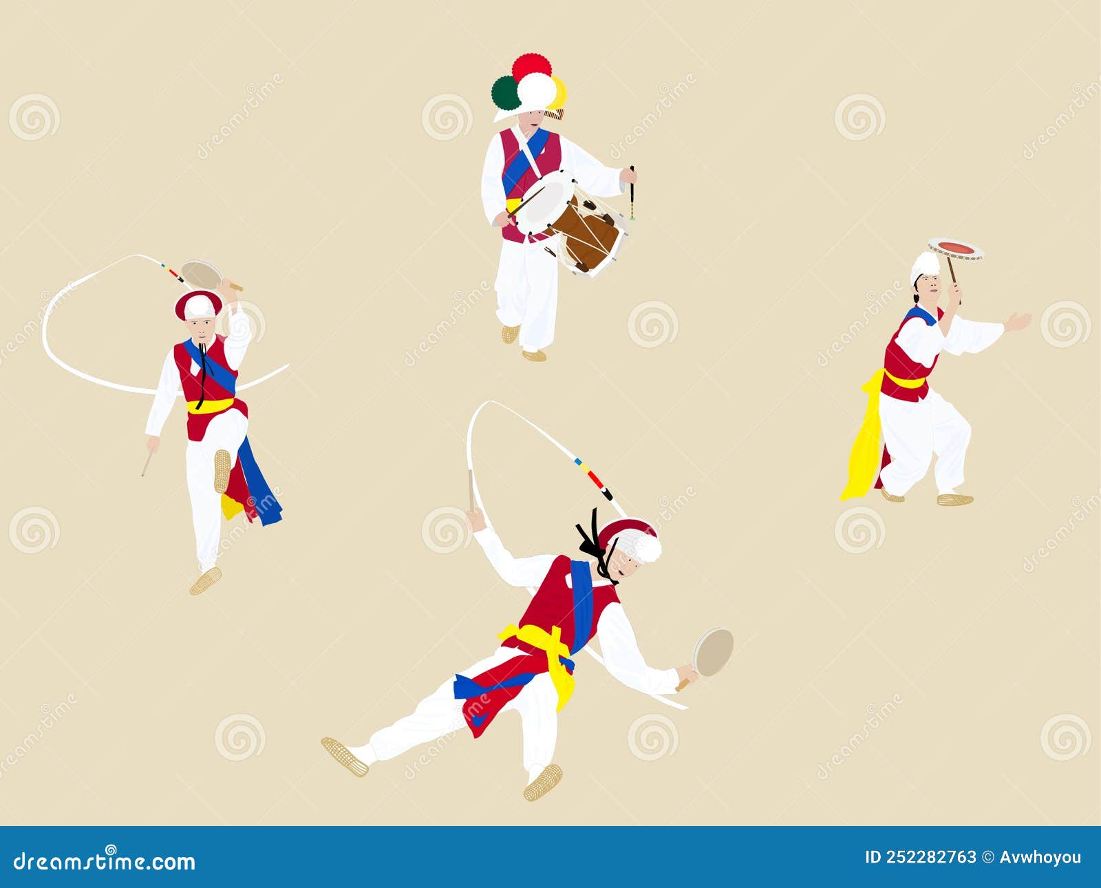 Festive Korean Villager Farmer`s Dance Stock Image - Illustration of ...