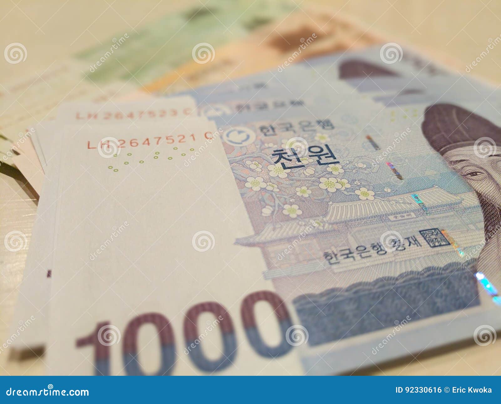 Korean Won Bank Notes stock photo. Image of colorful - 92330616