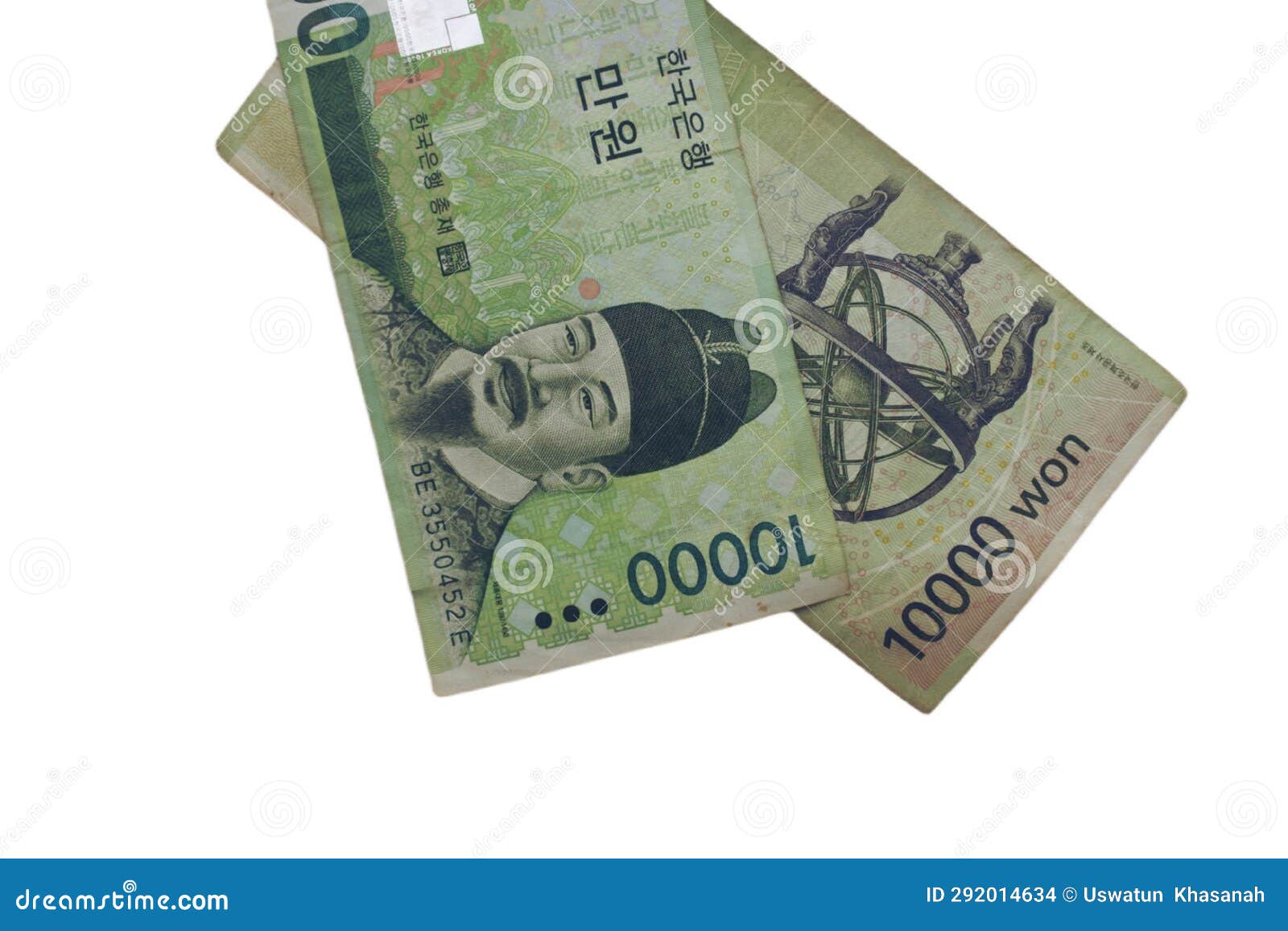 Korean won money isolated stock photo. Image of bills - 292014634