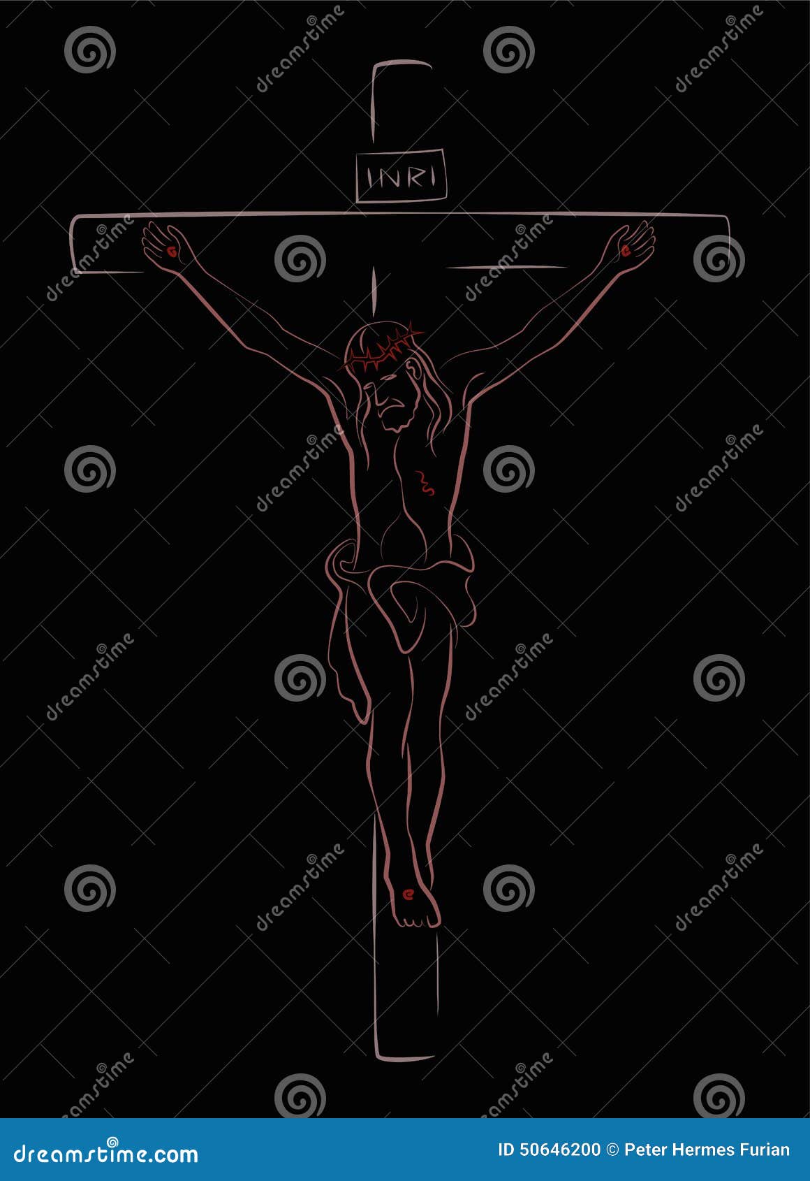 Kors Jesus Christ Outline Black Vektor Illustrationer - Illustration av ...