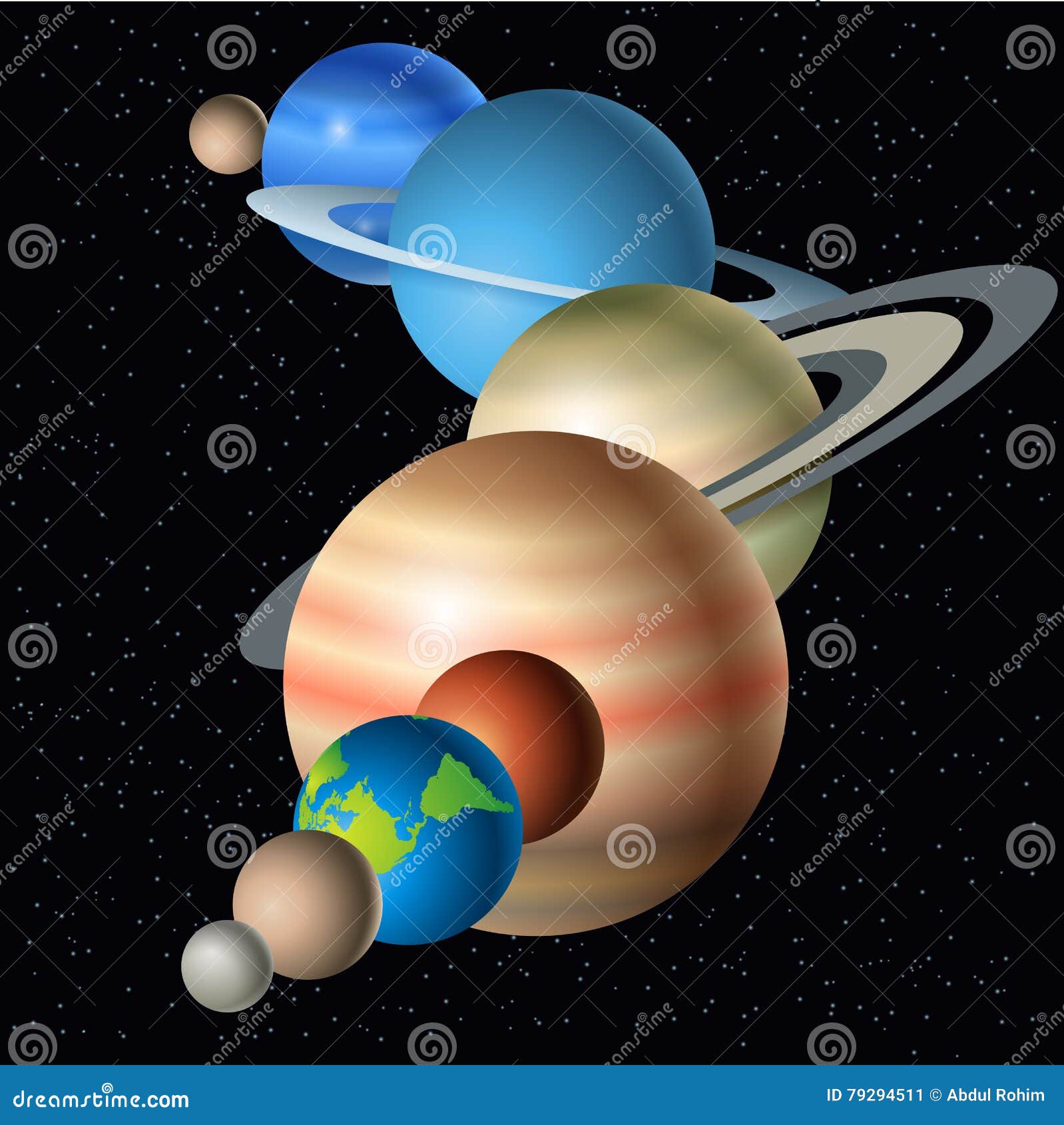 Kort med solsystemet vektor illustrationer. Illustration av affisch ...