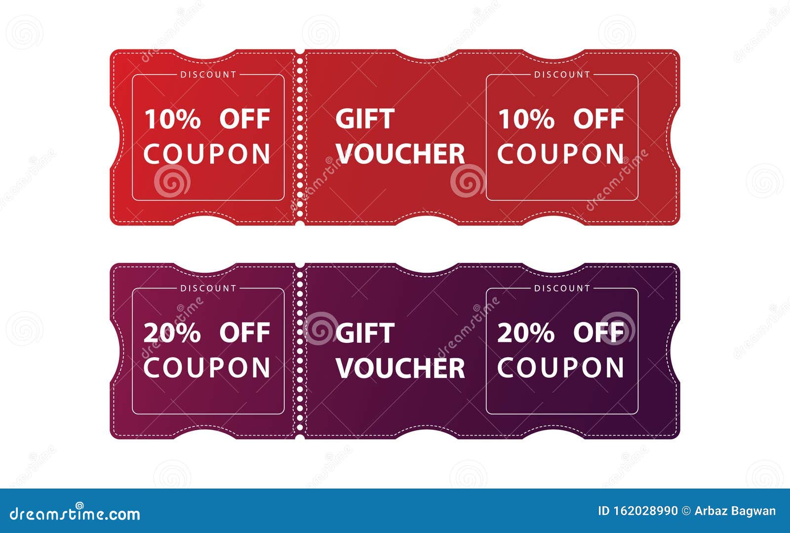 Korting Coupon Ticket 10% En 20% Besparing Vector Illustratie ...
