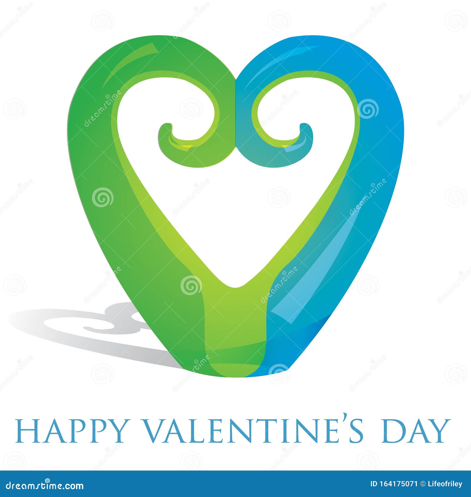 Koru Heart Ornament Valentine`s Day Card Stock Vector - Illustration of ...