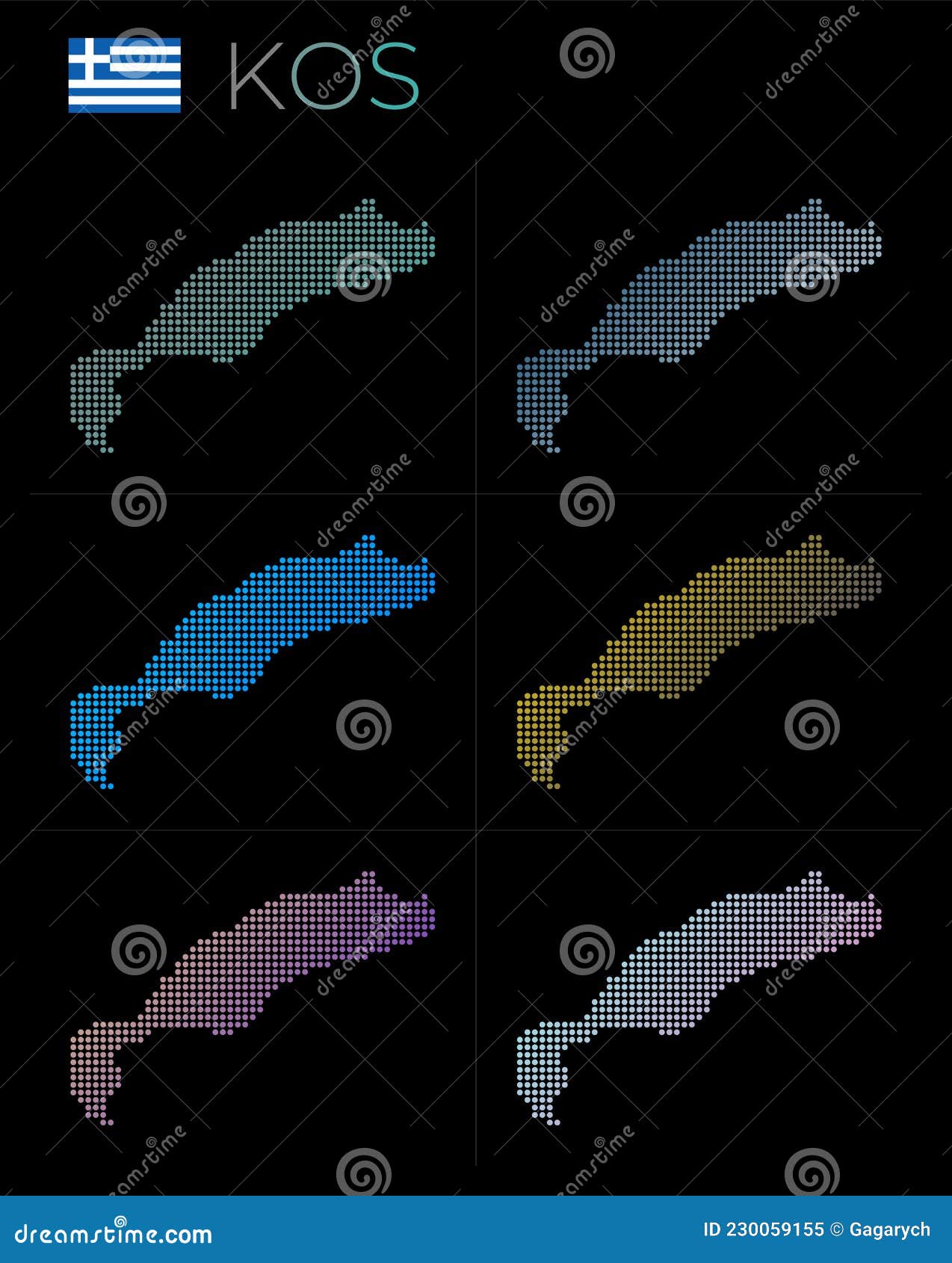 Kos dotted map set. stock vector. Illustration of national - 230059155