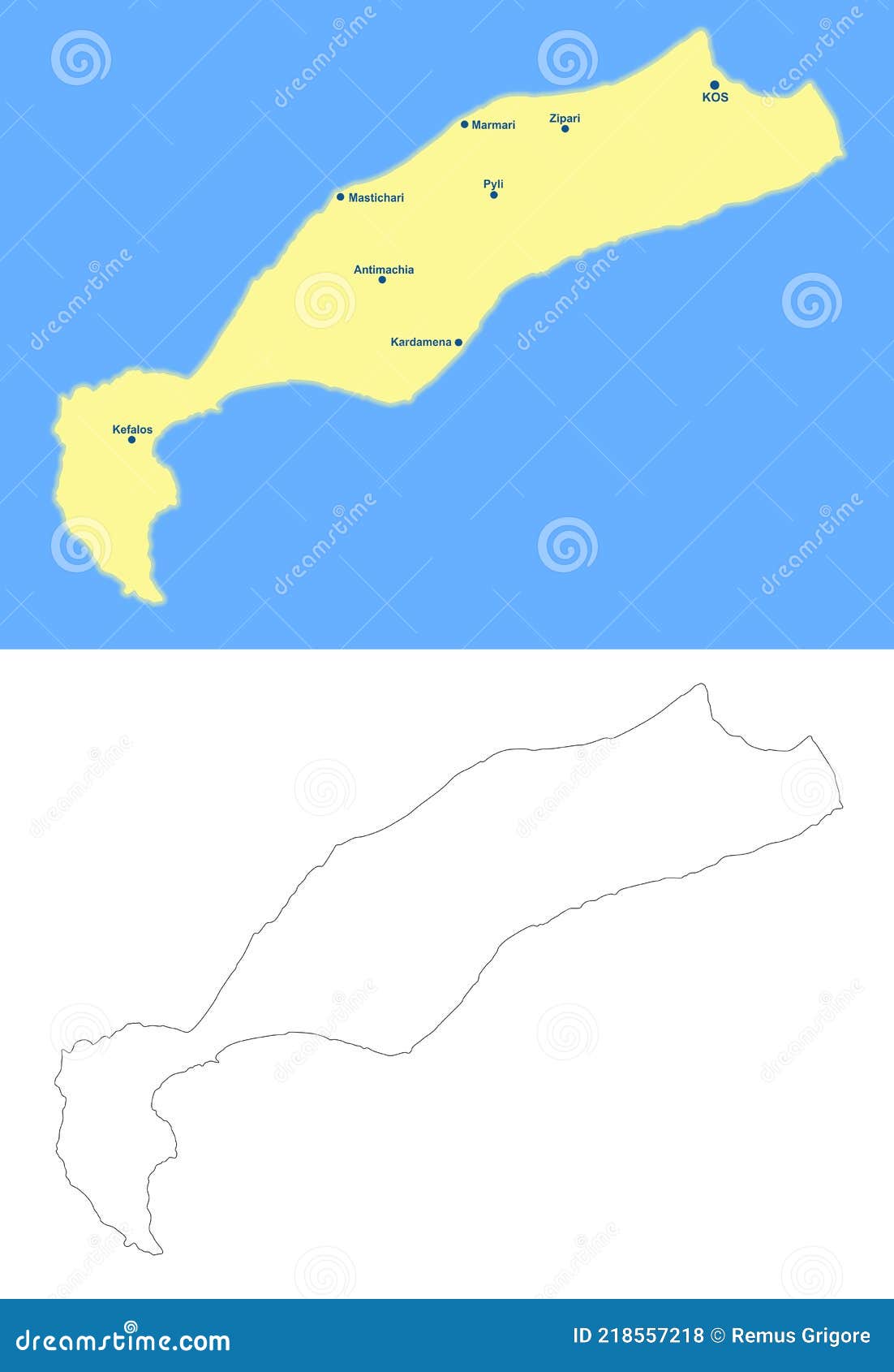 Kos Island Map - Cdr Format Stock Vector - Illustration of island ...
