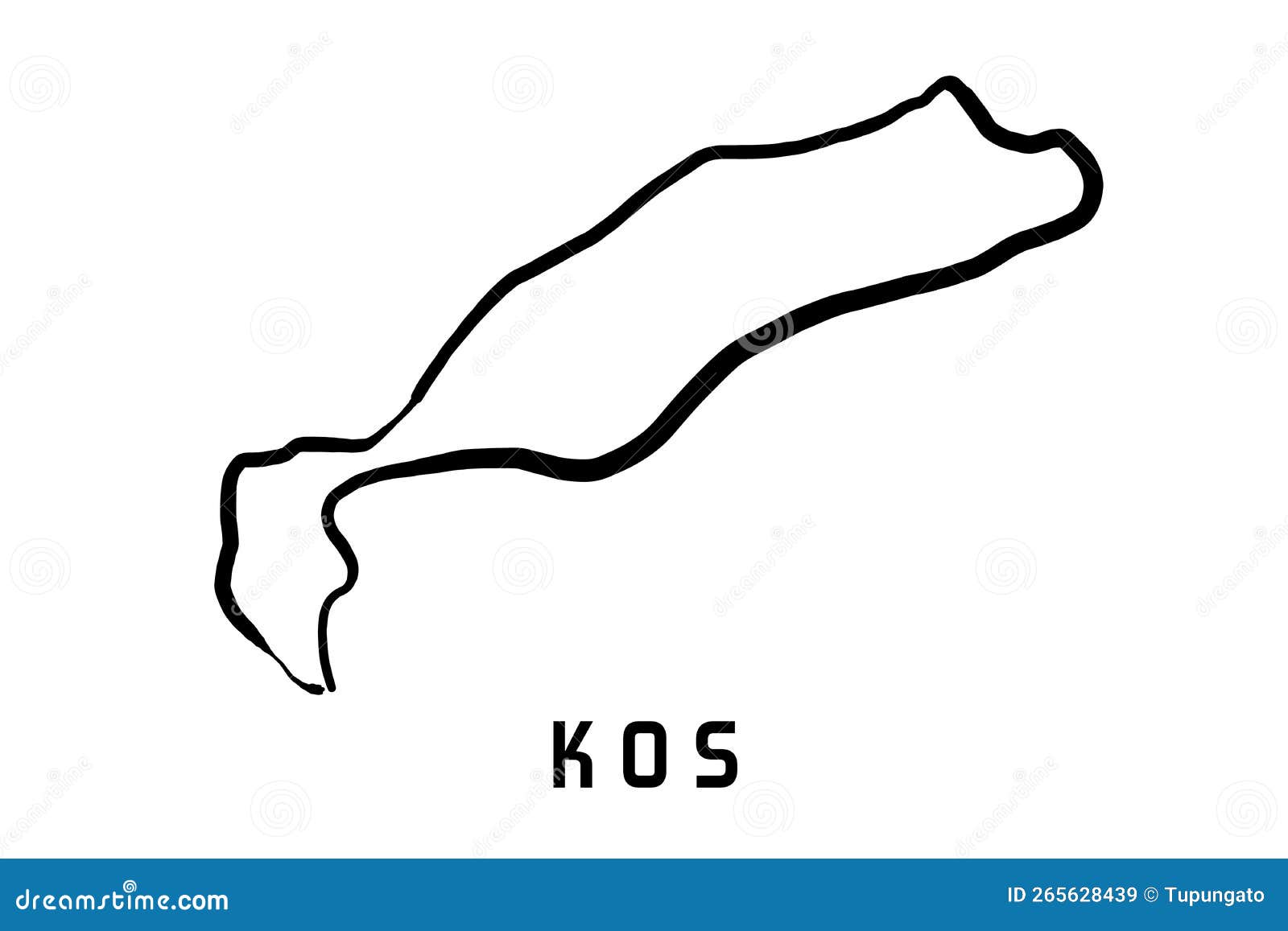 Kos Island Simple Outline Vector Map Stock Vector - Illustration of ...