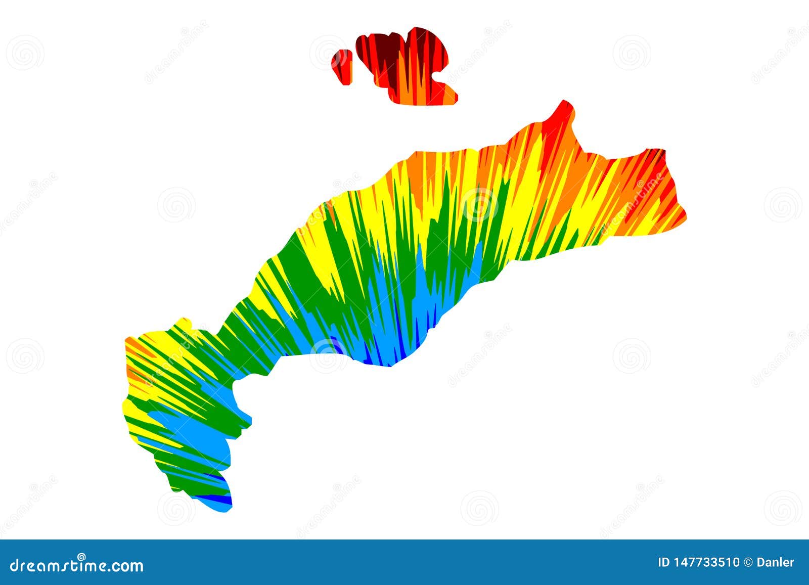 Kos Map Is Designed Rainbow Abstract Colorful Pattern Cos Island Map