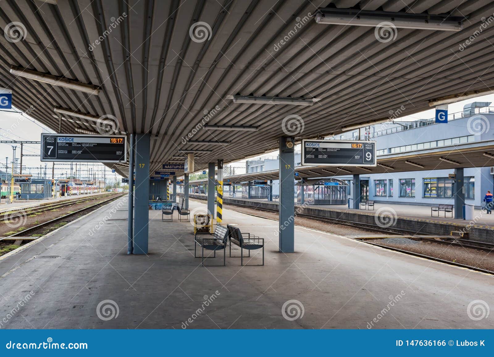 KOSICE, SLOVAKIA â€“ MAY 1 2019: almost Empty Platforms of Main Railway ...