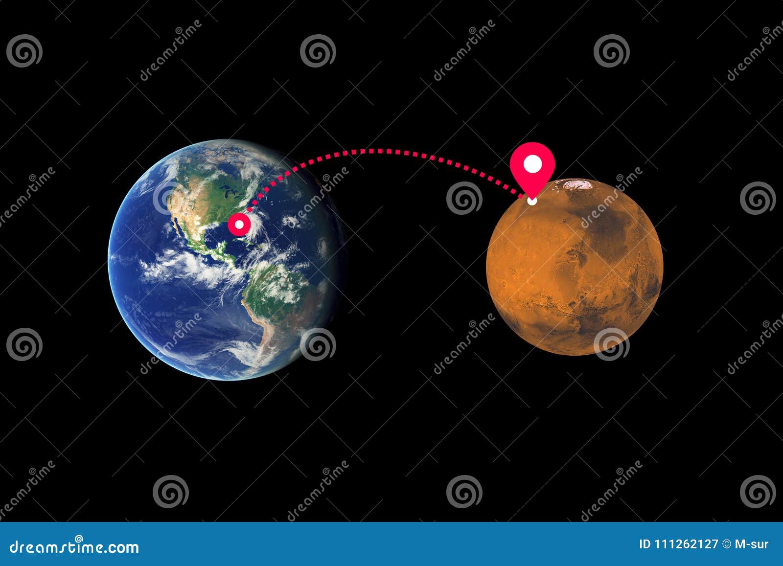 Kosmische Vlucht Van Aarde Aan Mars Stock Afbeelding - Image of vlieg ...