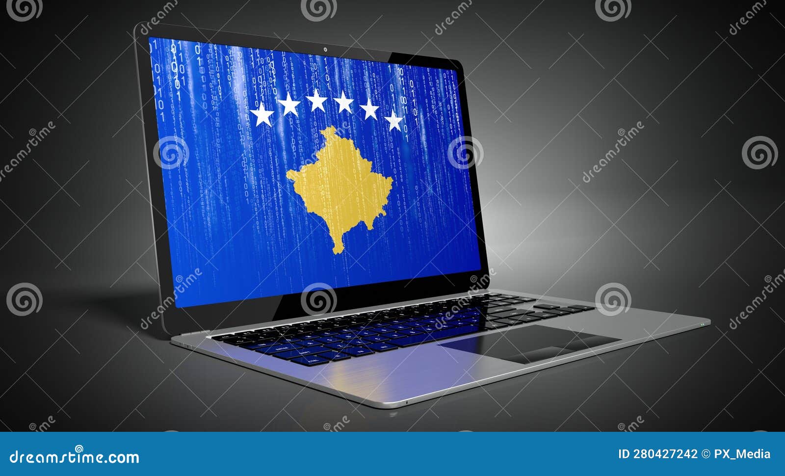 Kosovo - Country Flag and Binary Code on Laptop Screen Stock ...