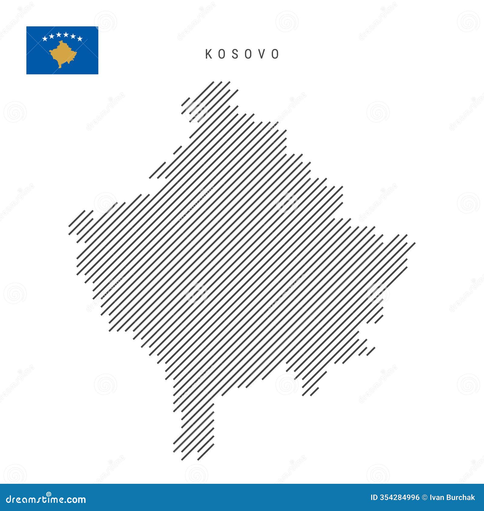 Kosovo Map From Pattern Of Black Slanted Parallel Lines. Flat Vector ...