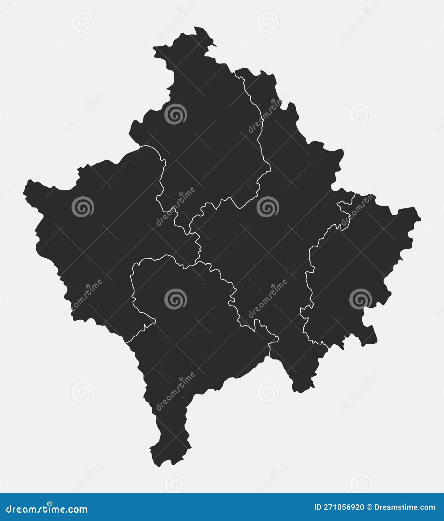 Kosovo Map with Regions Isolated on White Background. Stock Vector ...