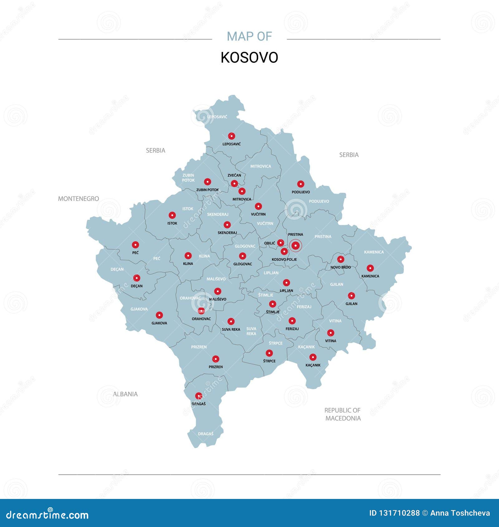 Kosovo vector map stock vector. Illustration of outline - 131710288