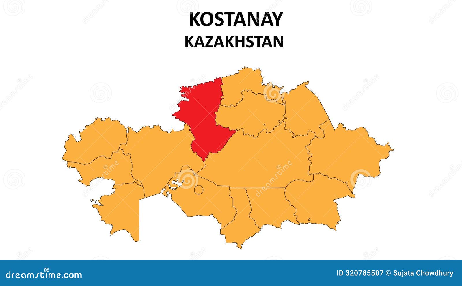 Kostanay Map in Kazakhstan. Vector Map of Kazakhstan. Regions Map of ...