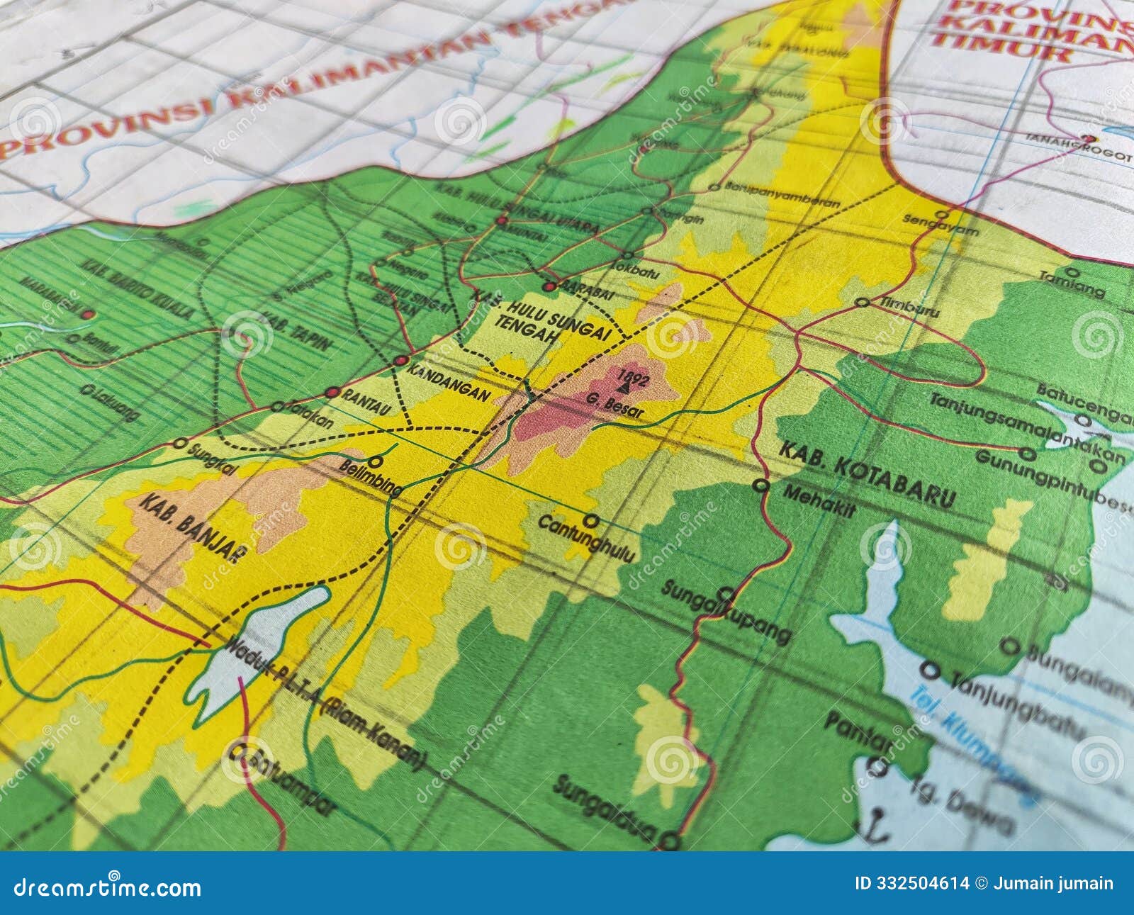 Kota Baru Regency Map and Major Cities Around it on Physical Map Stock ...