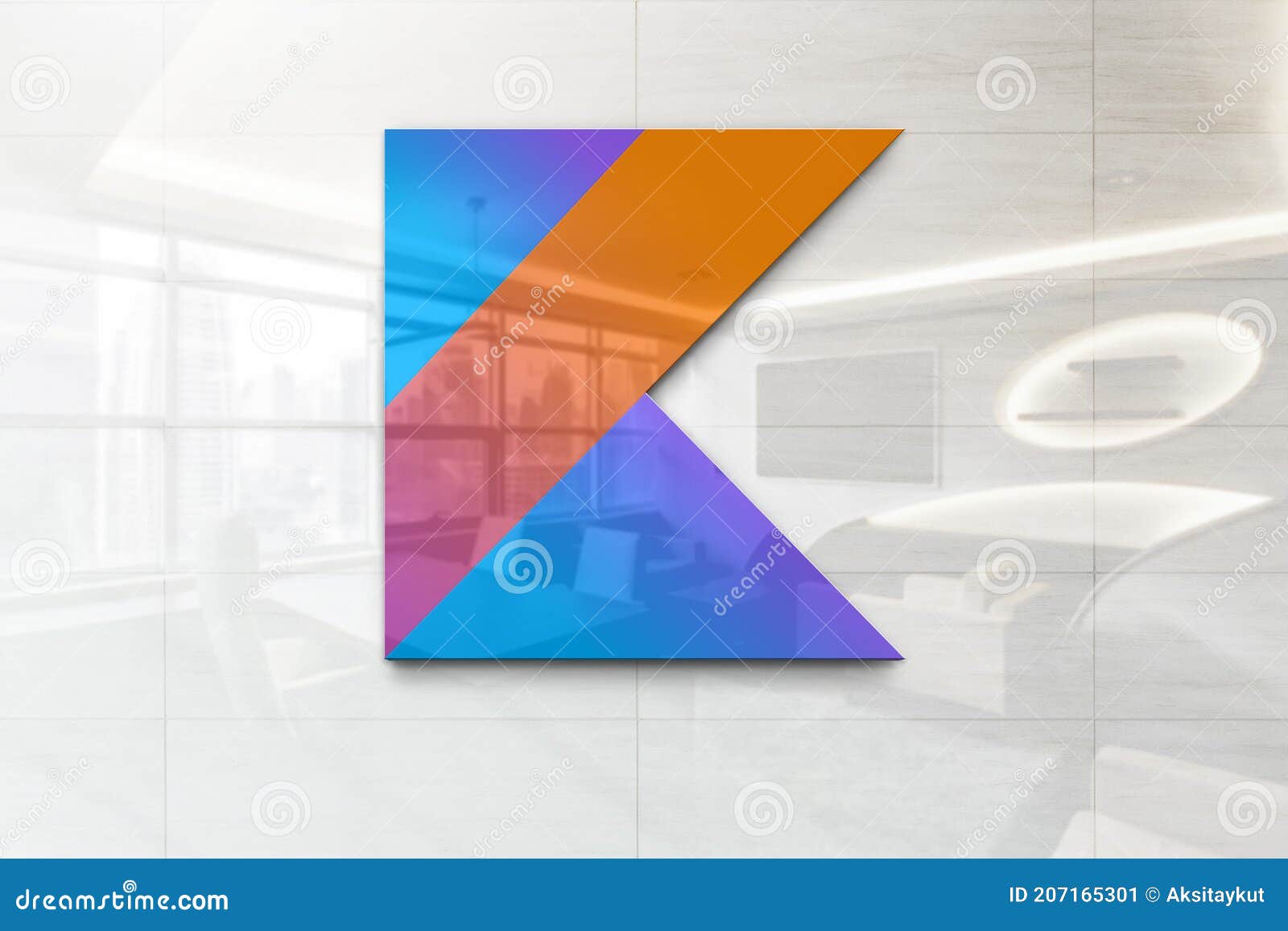 Kotlin On Glossy Office Wall Realistic Texture Editorial Photo Illustration Of Office Symbol