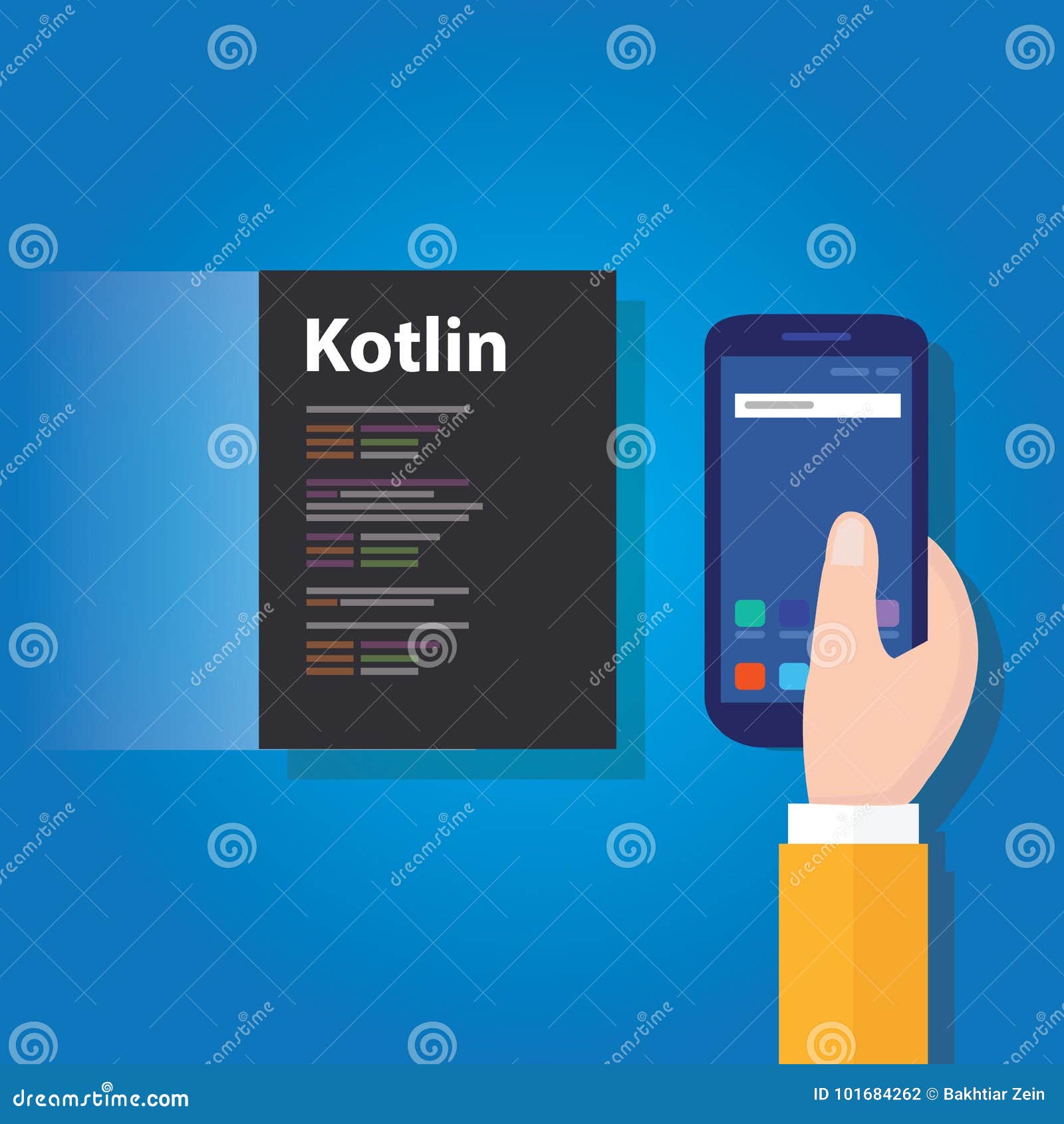 Kotlin Mobile Application Programming Language Coding Software Technology Stock Vector