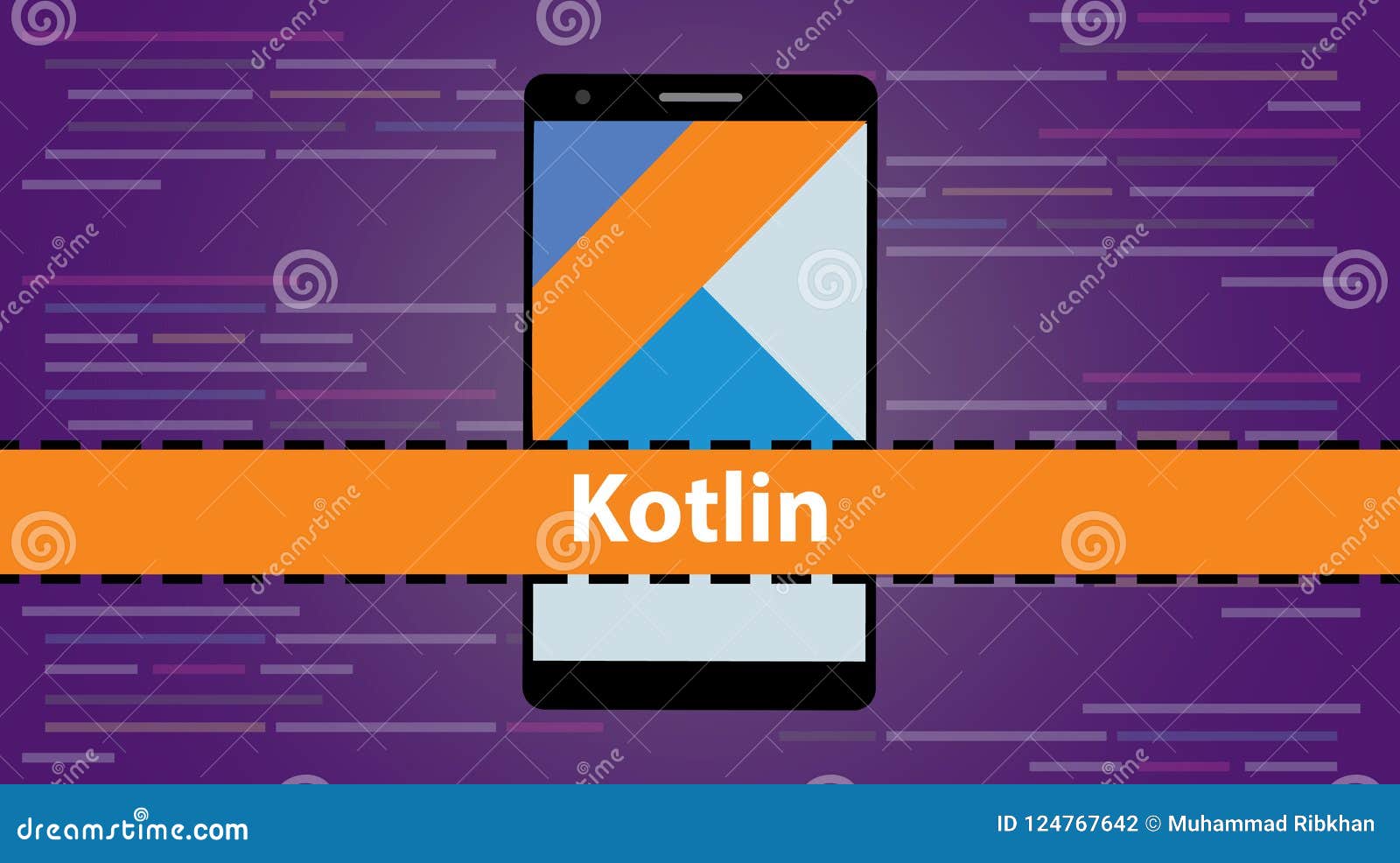 Kotlin Programming Language Development Concept Coding Background Colored Pixelized Text 3d