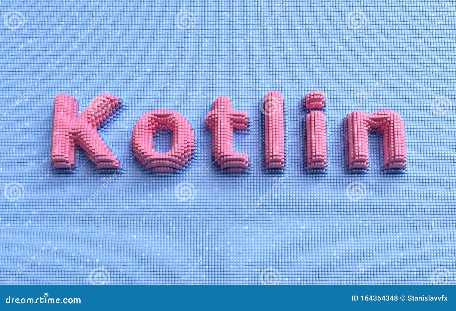 Kotlin Programming Language Development Concept Coding Background Colored Pixelized Text 3d