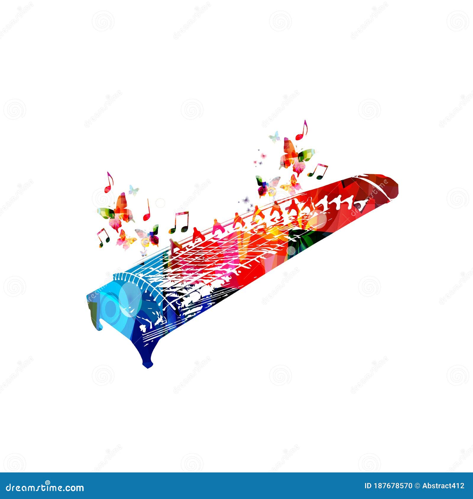 Koto Japanese Vector Sketch Illustration Engraved Chinese Musical ...