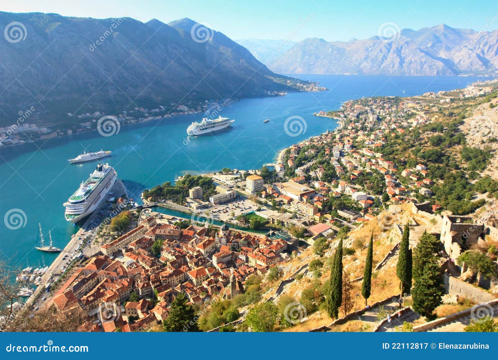 Kotor bay stock image. Image of view, anchor, port, touristic - 22112817