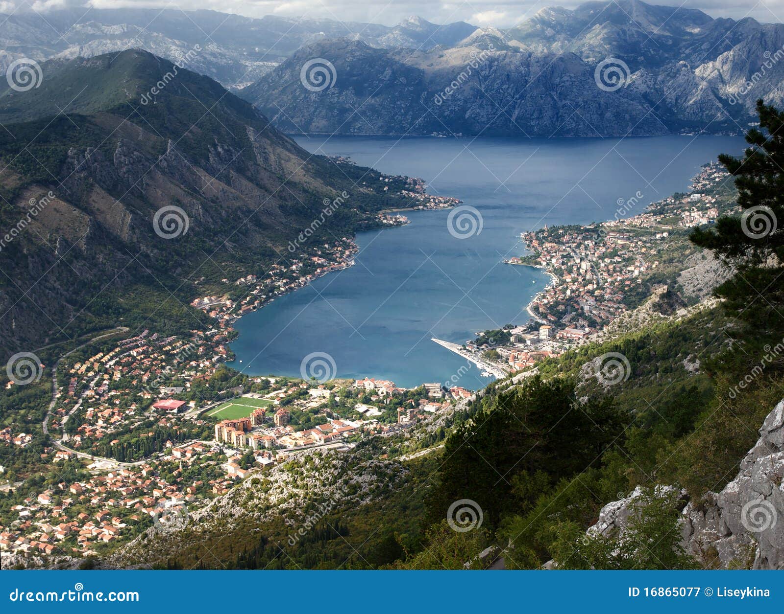 Kotor bay aerial view stock image. Image of aerial, outdoor - 16865077