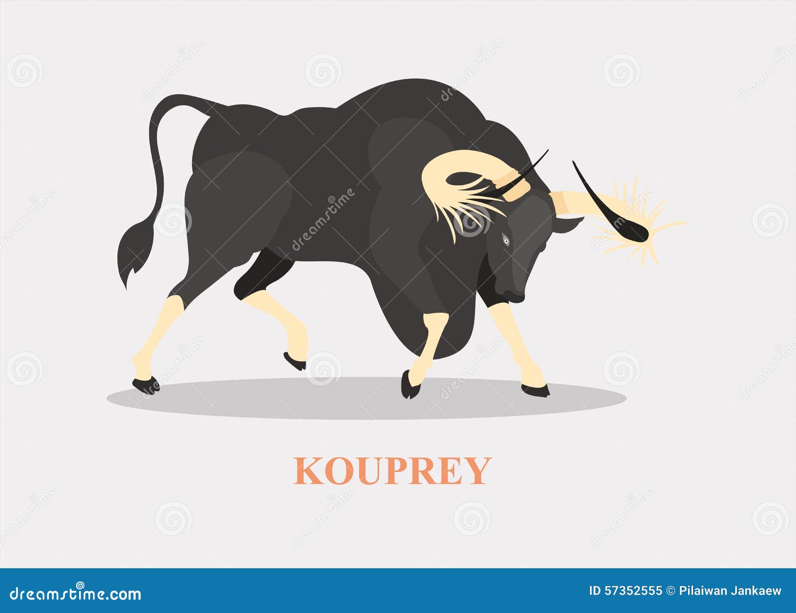 Kouprey en fondo gris ilustración del vector. Ilustración de vector ...