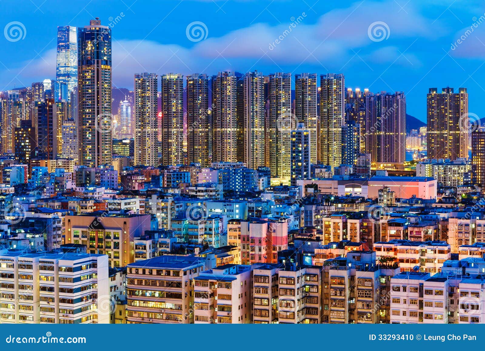 Kowloon district at night stock photo. Image of kong - 33293410
