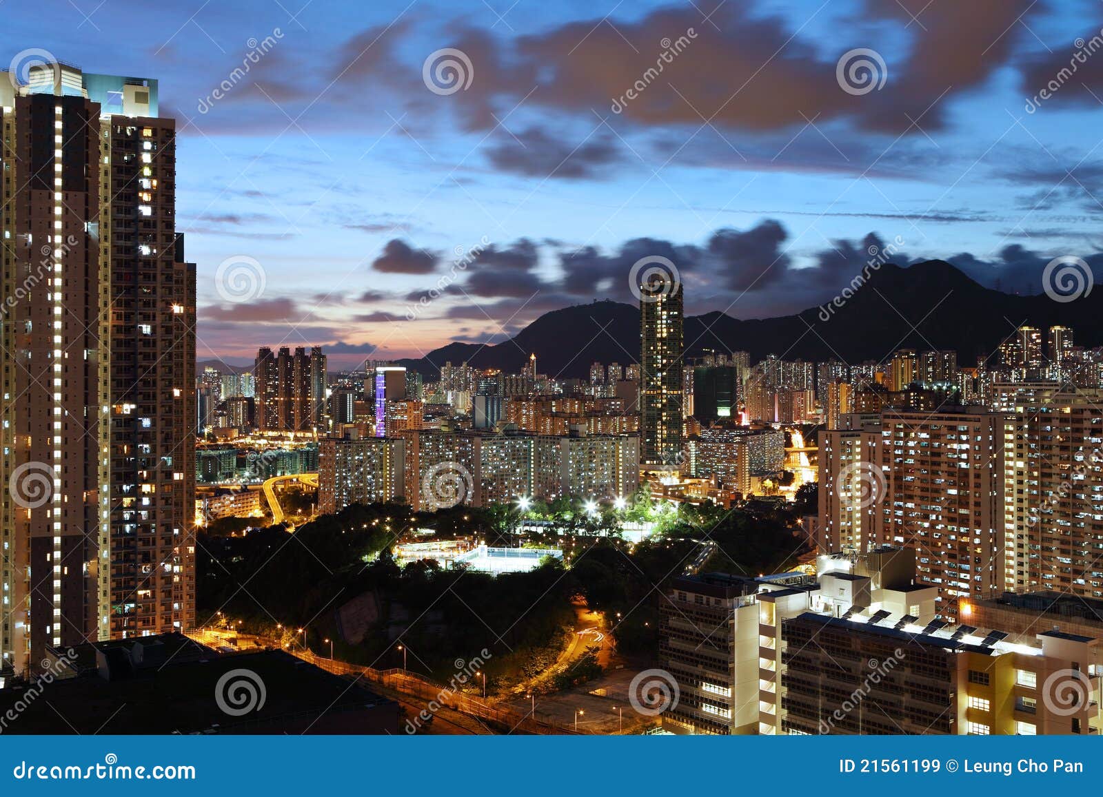 Kowloon at night stock image. Image of cityscape, downtown - 21561199