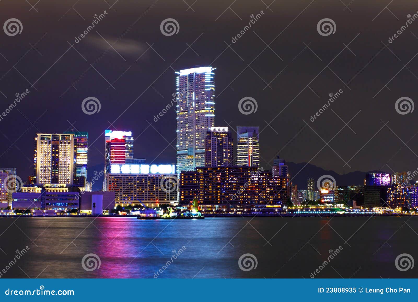 Kowloon at night stock image. Image of beauty, downtown - 23808935