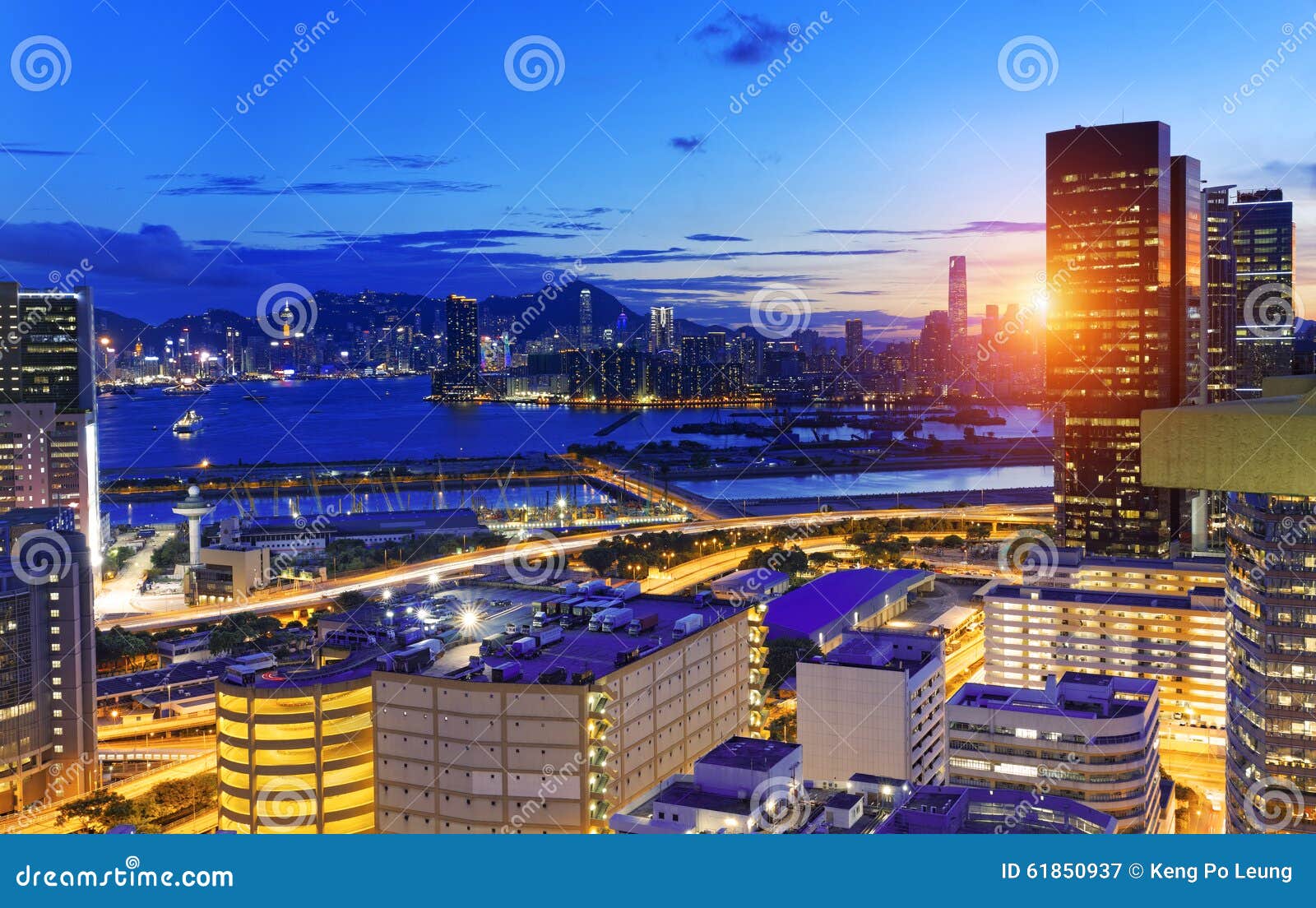Kowloon night stock image. Image of evening, downtown - 61850937