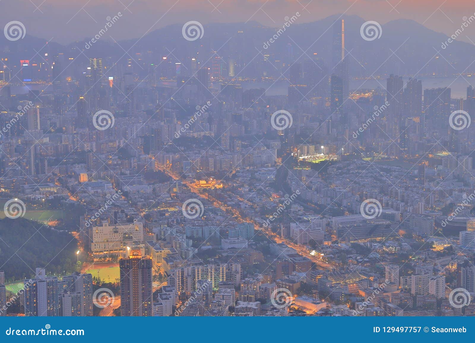 A Kowloon Night View at Lion Rock Stock Image - Image of building ...
